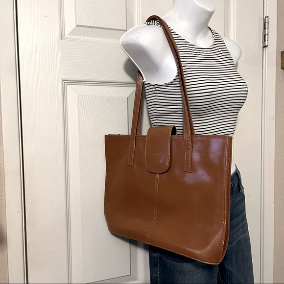 No Tag | Bags | Vintage Chestnut Color Leather Laptop Computer Tote Bag ...